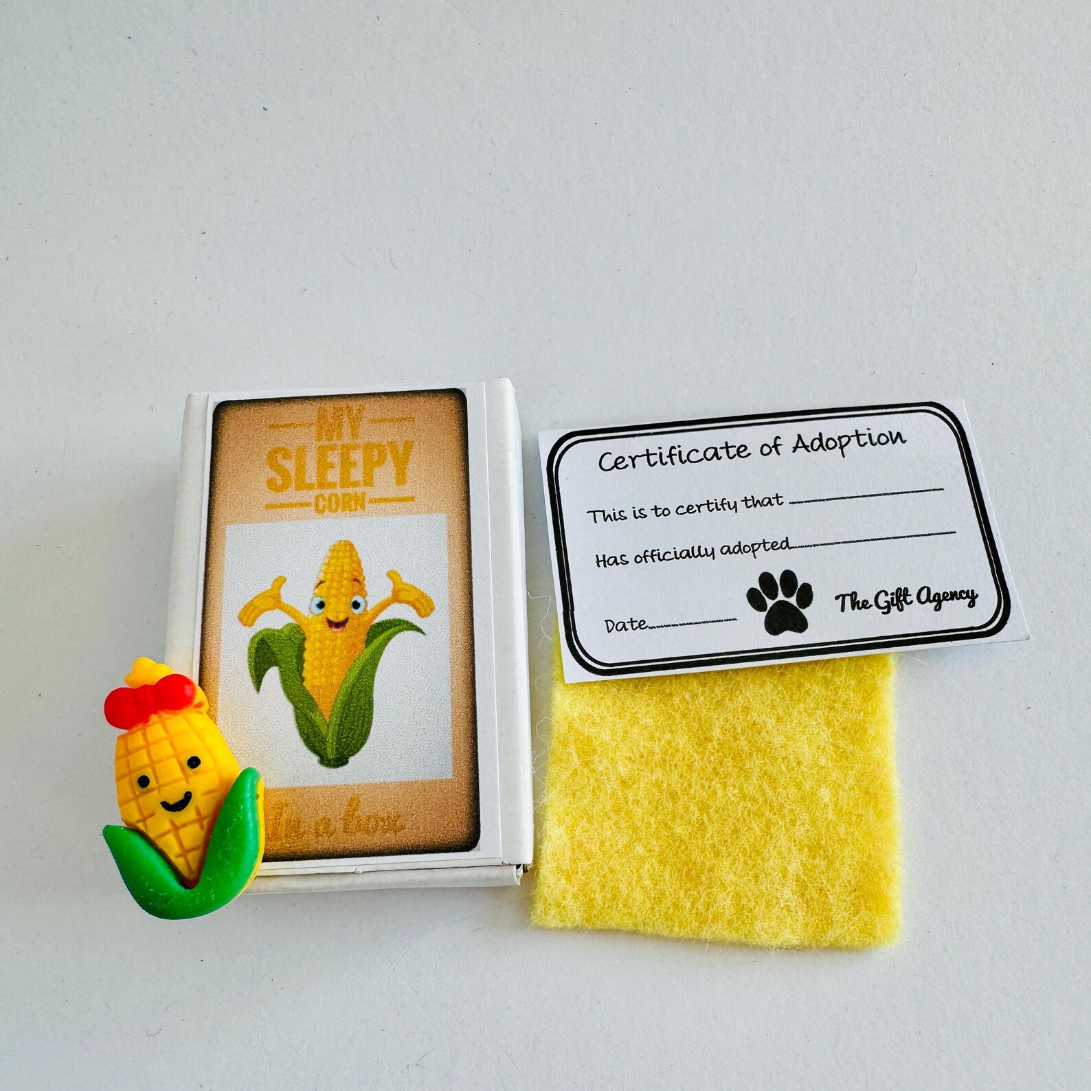 My Sleepy Corn With Adoption Certificate in Matchbox - Etsy