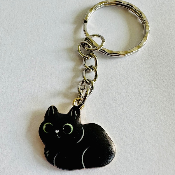 Black Cat Keychain - Etsy