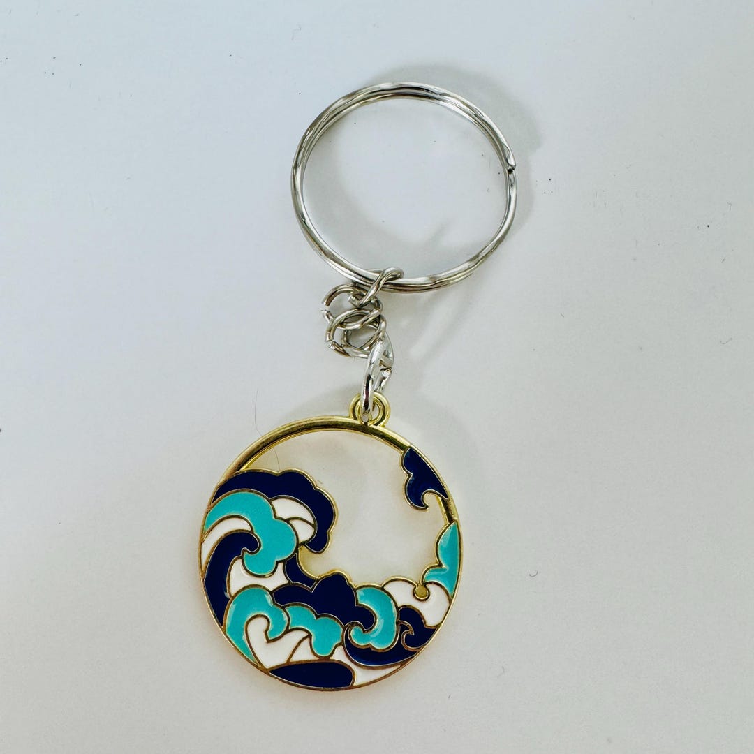 Mini Hippy Wave, Beach, Sea, Art, Metal & Enamel Novelty Key Ring - Etsy