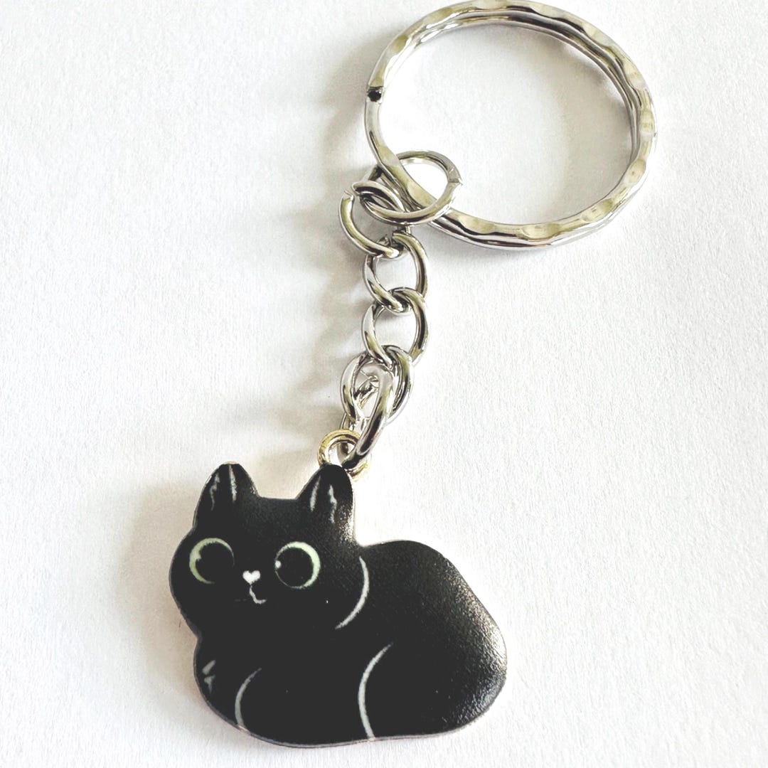 Mini Loafing Black Cat Metal & Enamel Novelty Key Ring - Etsy