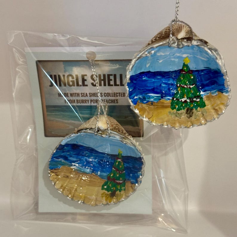 Jingle Shells Hand Painted, Handmade, Christmas Hanging Decoration ...
