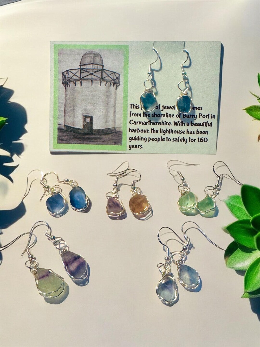 Welsh Sea Glass, Sea Gem Stones Hand Made, Sterling Silver 925 Earrings ...
