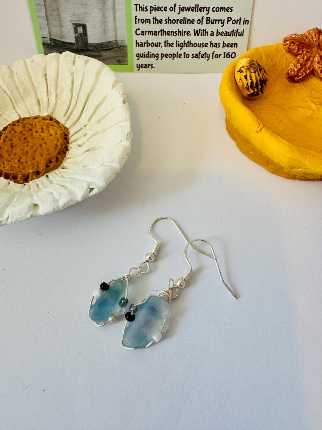 Welsh Sea Glass, Sea Gem Stones Hand Made, Beaded, Sterling Silver 925 ...