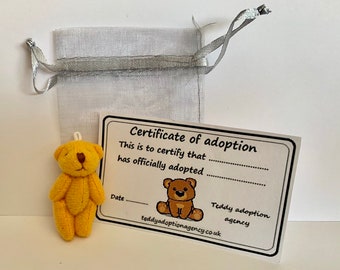 Teddy Bear Adoption Certificate - Etsy