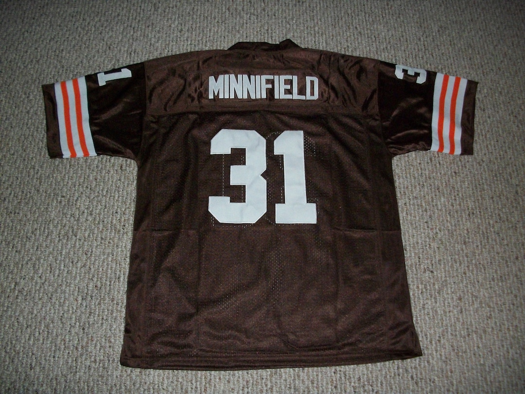 FRANK MINNIFIELD #31 Cleveland Custom Stitched Brown Football Jersey ...