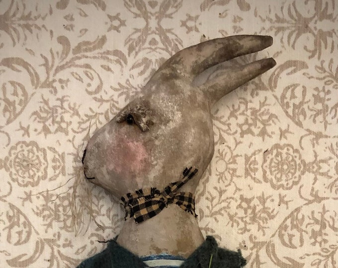 Pete the Rabbit Primitive Folk Art Spring Decoration Hand Made Hand ...
