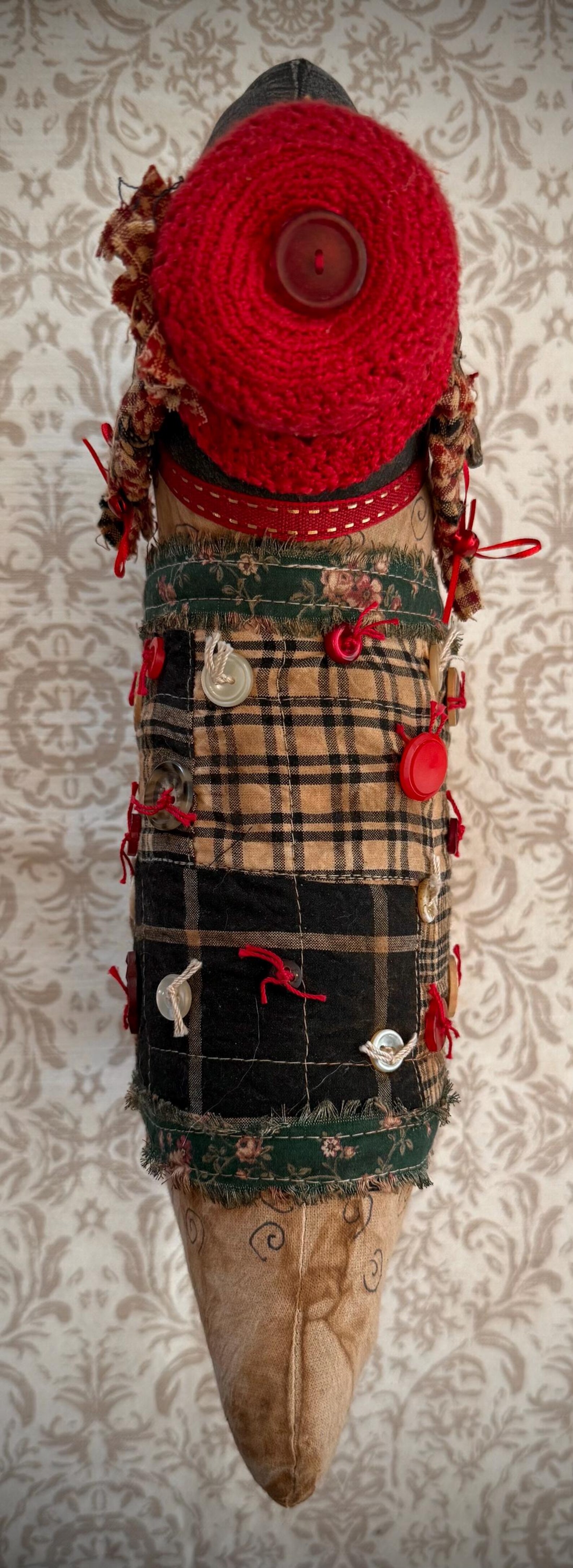 Jingle Jangle Buttons N Bows Christmas Sheep Primitive Folk Art Plush ...