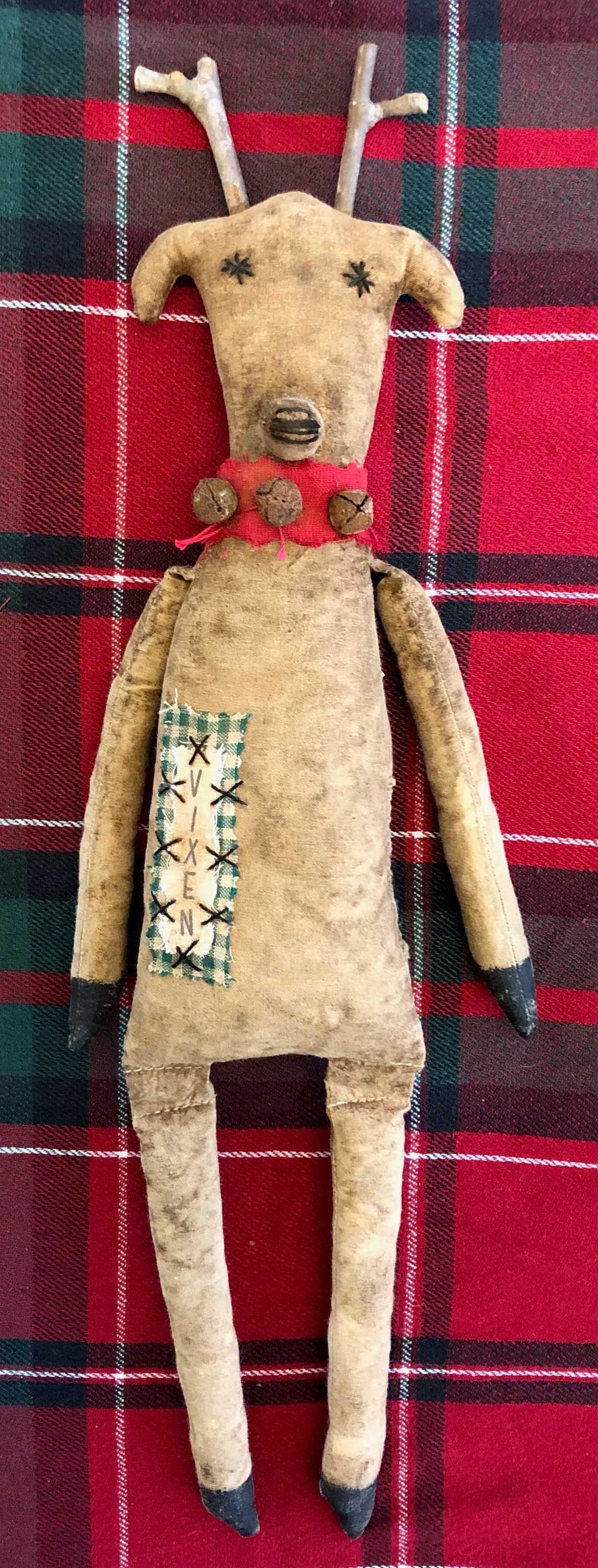 Santas Reindeer Primitive Hanger Folk Art Rustic Christmas - Etsy