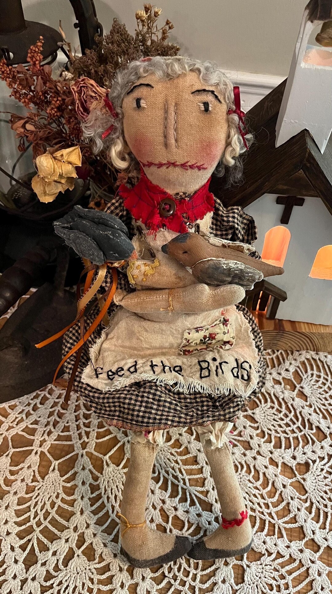 Feed the Birds Primitive Folk Art Spring Decoration Hand Made Hand ...