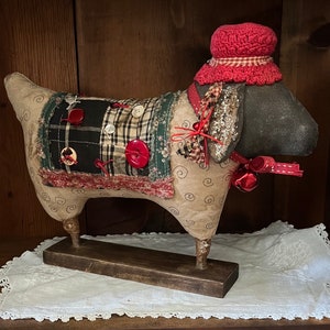 Jingle Jangle Buttons N Bows Christmas Sheep Primitive Folk Art Plush ...