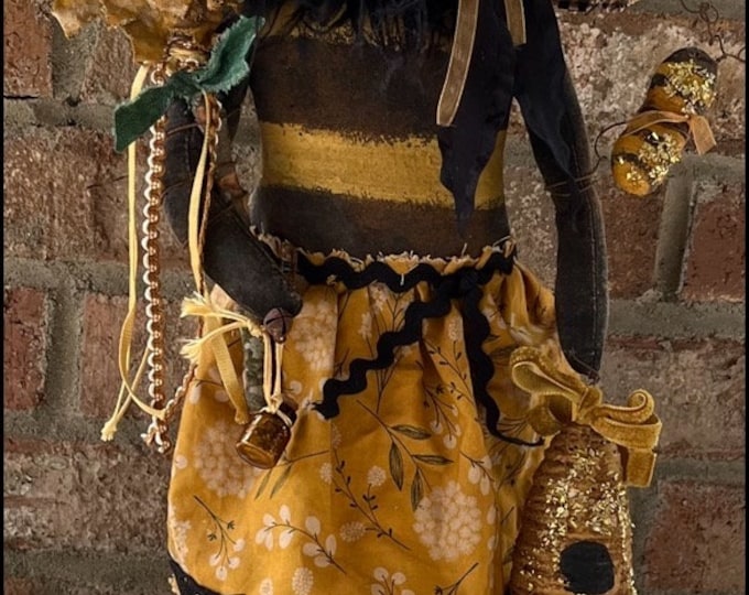 Little Miss Prim Bee Primitive Folk Art Spring Decoration Hand Made ...