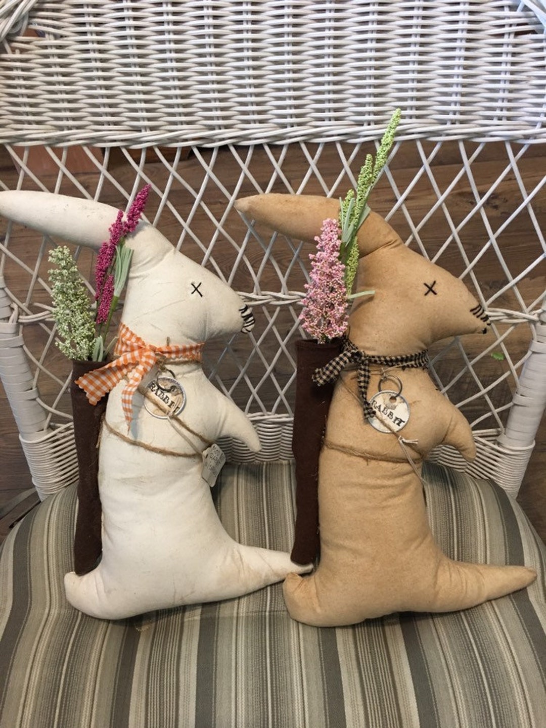 Rabbit Primitive Folk Art Spring Decoration Hand Made Hand Painted - Etsy