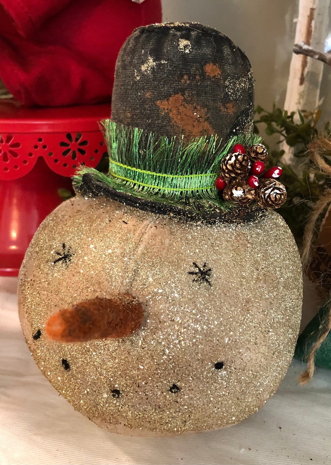 Head of the Class Snowman Primitive Folk Art Plush Decoration Handmade ...