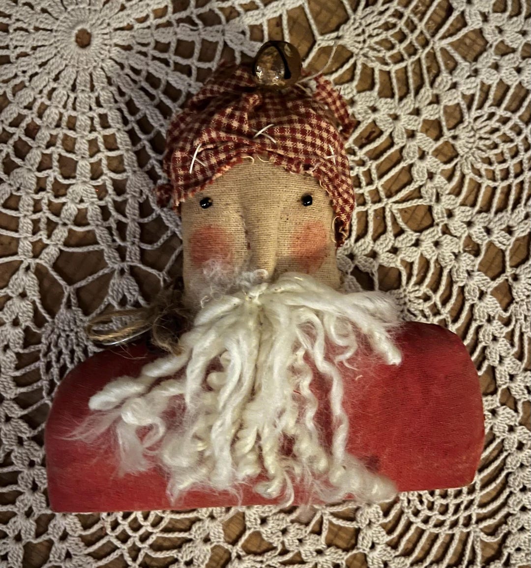 Santa Sitter Primitive Folk Art Rustic Christmas Decoration Hand Made ...