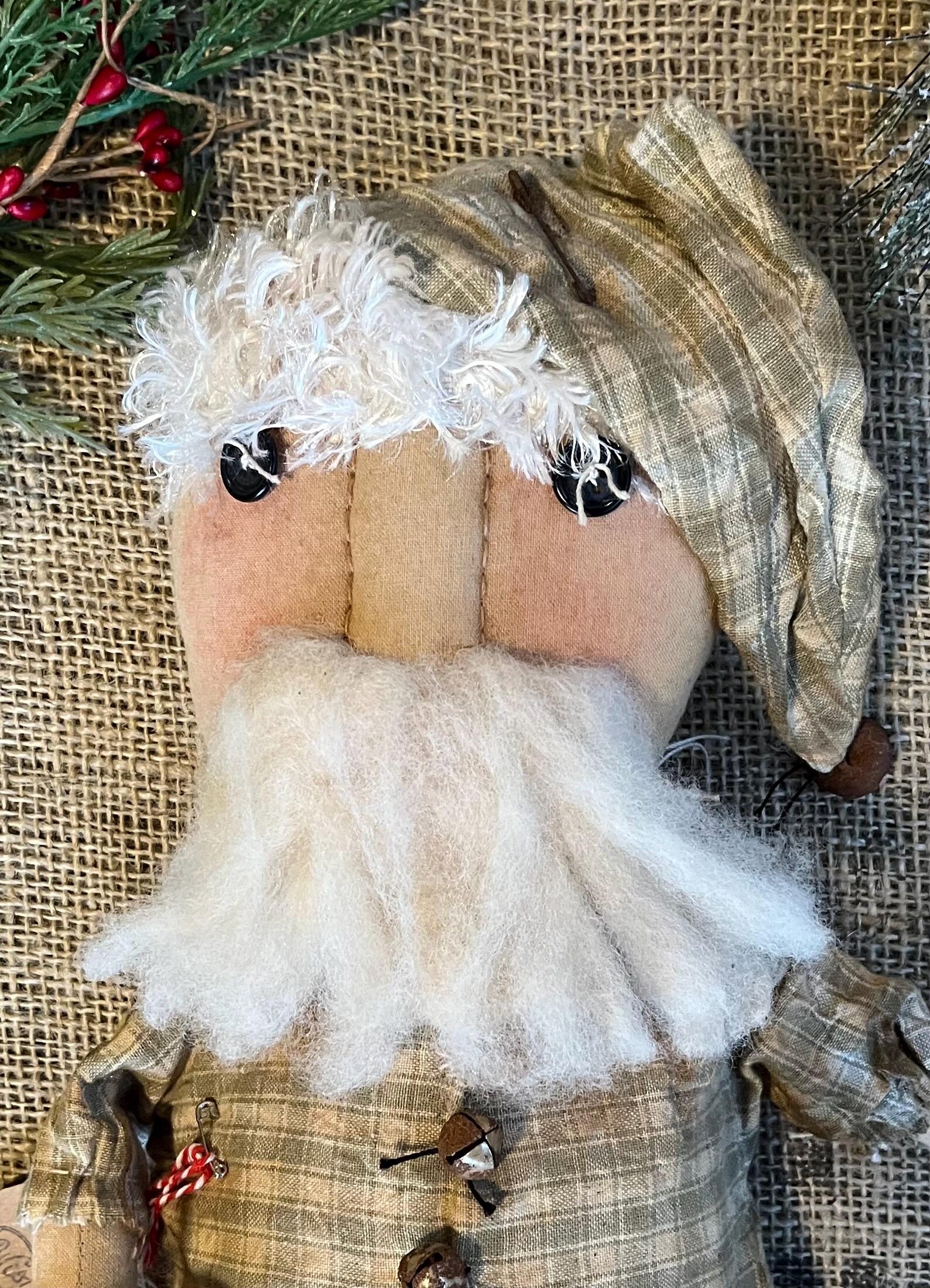 Santa Primitive Folk Art Christmas Winter Decoration Hand Made Hand ...