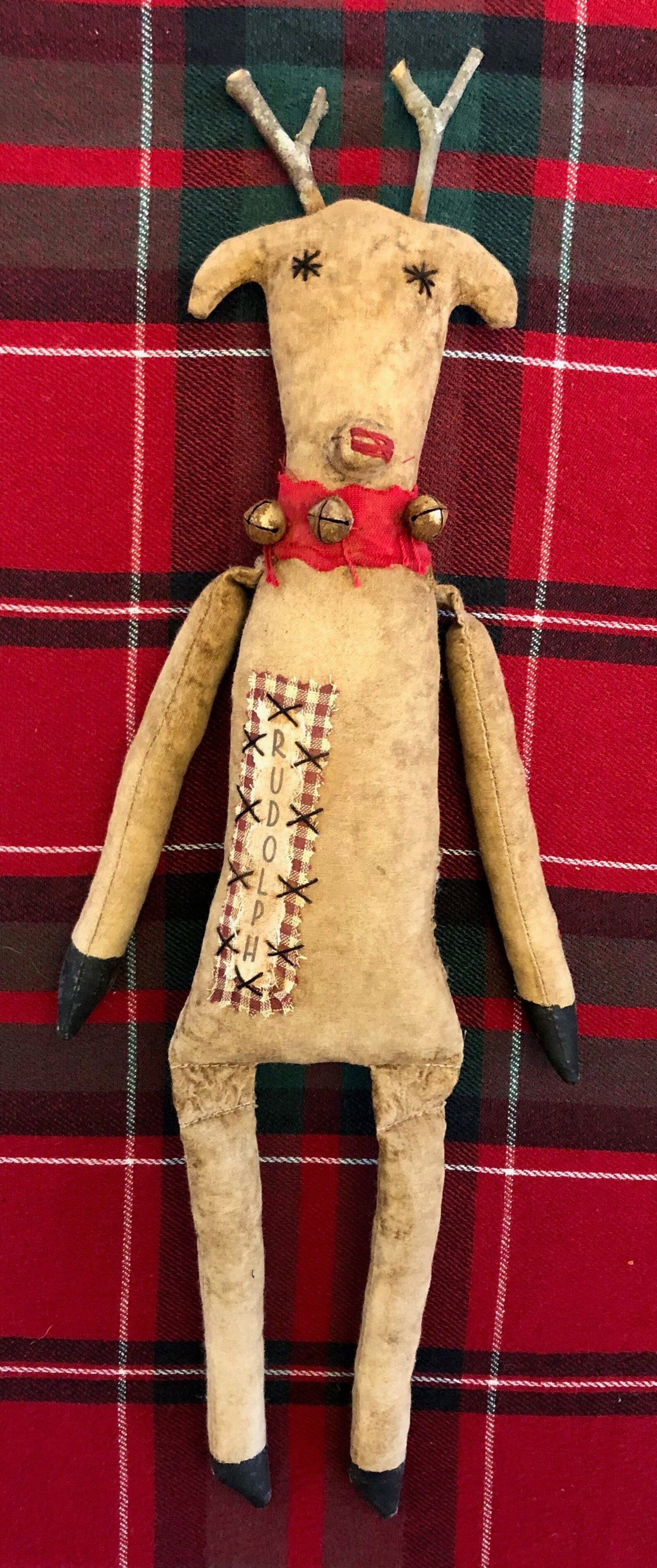 Santas Reindeer Primitive Hanger Folk Art Rustic Christmas - Etsy