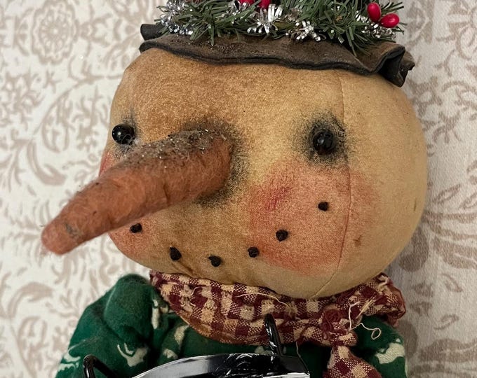 Snowman Chilly Willy Primitive Folk Art Plush Decoration Handmade - Etsy