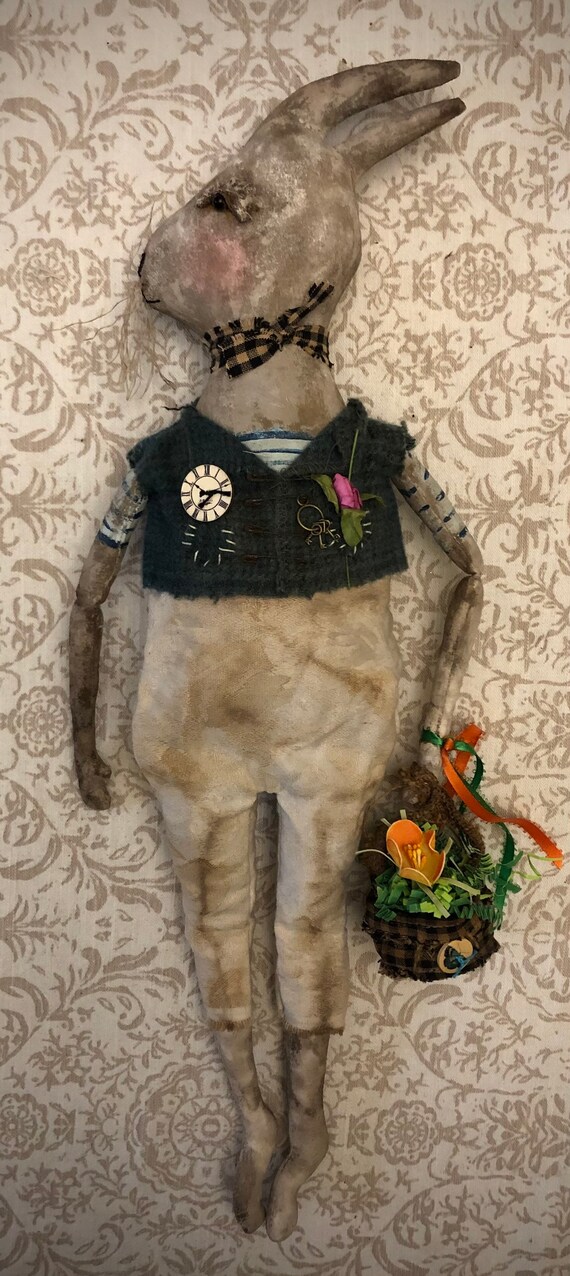 Pete the Rabbit Primitive Folk Art Spring Decoration Hand Made - Etsy