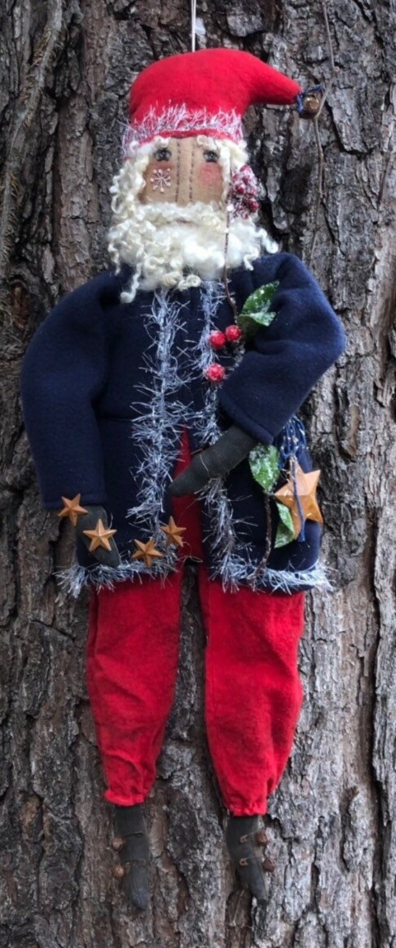 American Santa Primitive Hanger Folk Art Rustic Christmas - Etsy