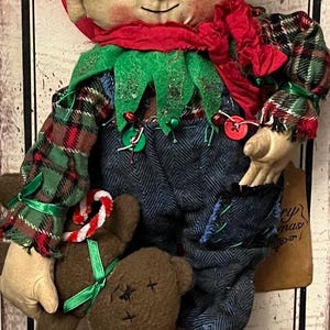 Twinkle Toes Elf Primitive Folk Art Plush Decoration Handmade - Etsy