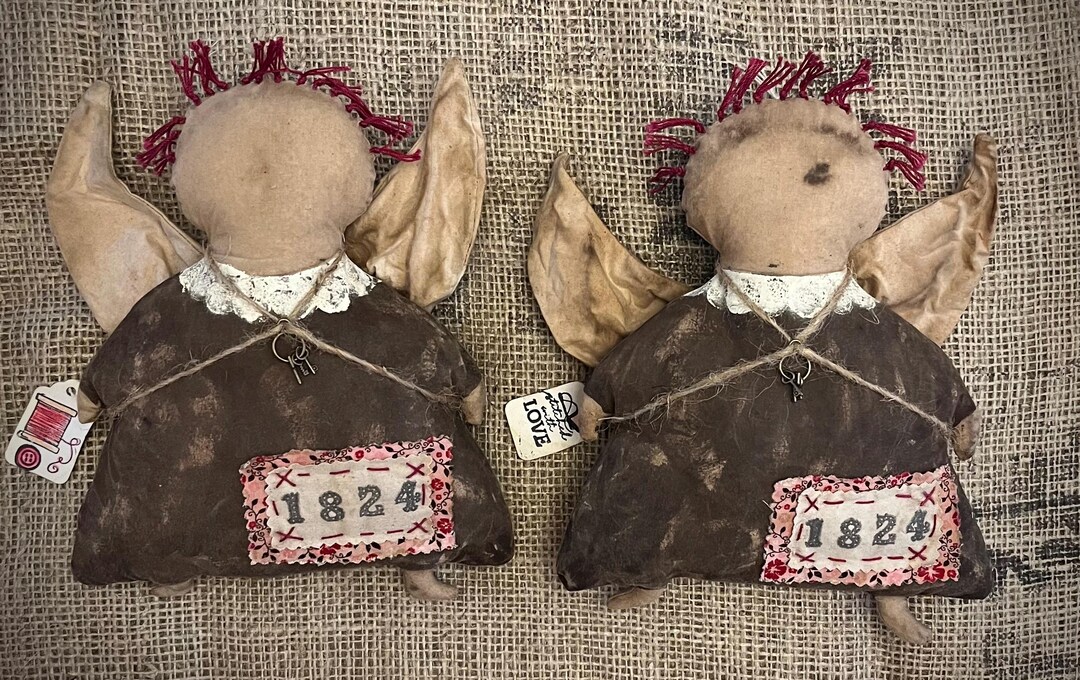 Angels Hanger Primitive Folk Art Christmas Winter/ Valentines ...