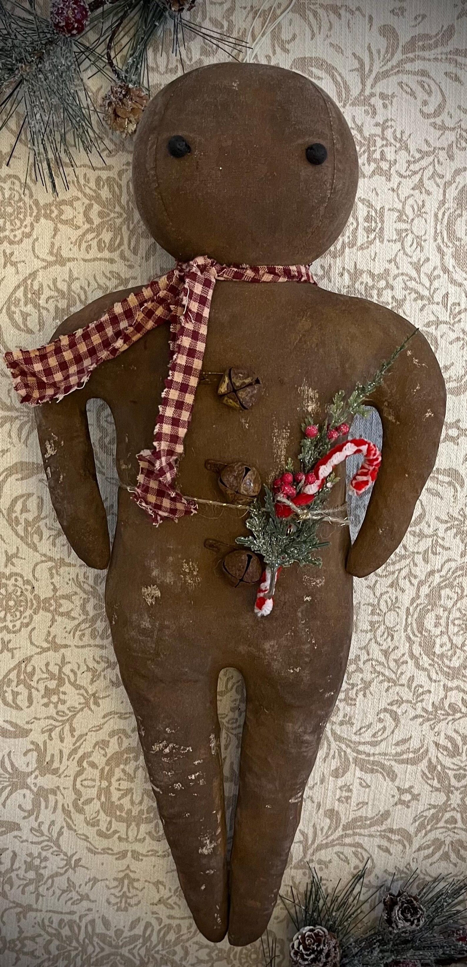 Gingerbread Man Primitive Folk Art Christmas Decoration Hand Made Hand ...