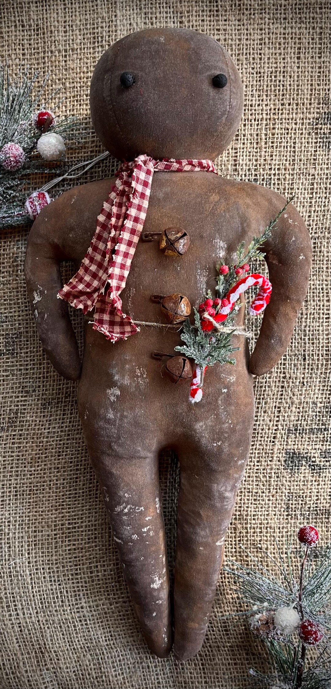 Gingerbread Man Primitive Folk Art Christmas Decoration Hand Made Hand ...