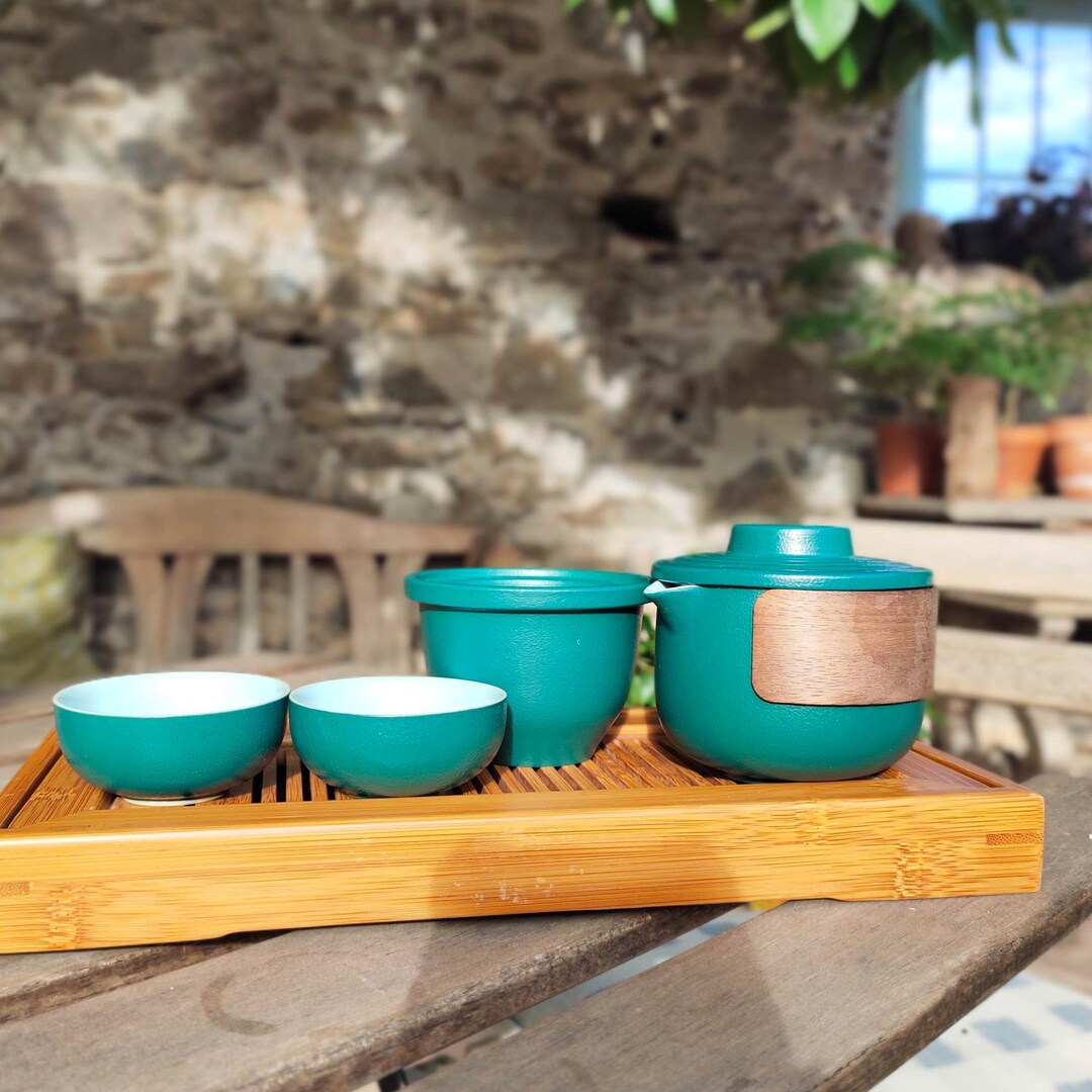 Green Pottery Travel Tea Set Kungfu Chinese Ceramic Teapot With Anti ...