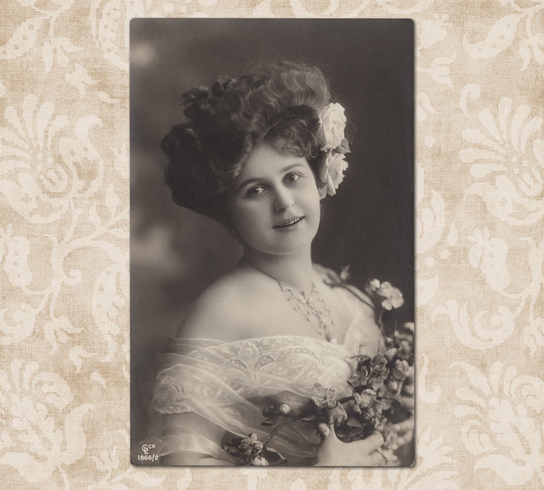 Stunning Lady With a Lace Dress and Roses in Her Hair - Original ...