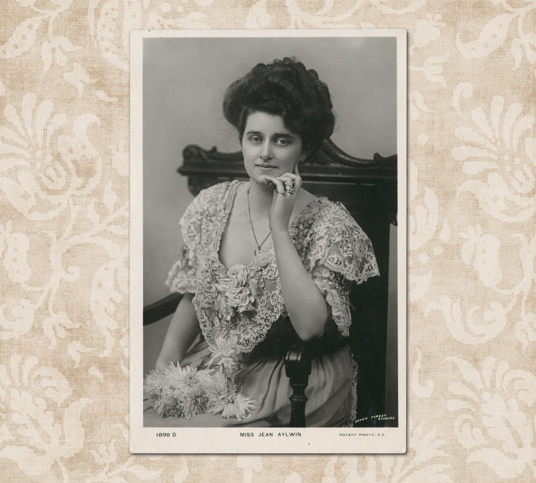 Actress Jean Aylwin in a Beautiful Lace Dress - Vintage Edwardian Photo ...