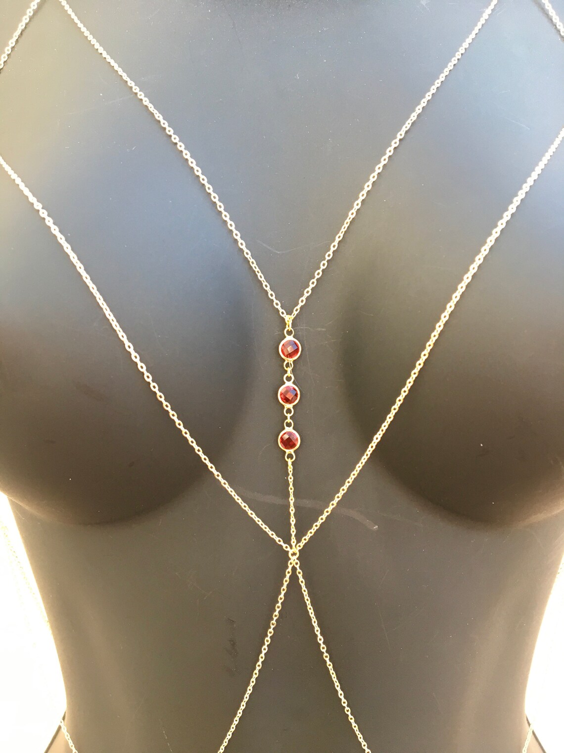 Gold Simple Sexy Body Chain With Red Crystals Sexy Gold Etsy