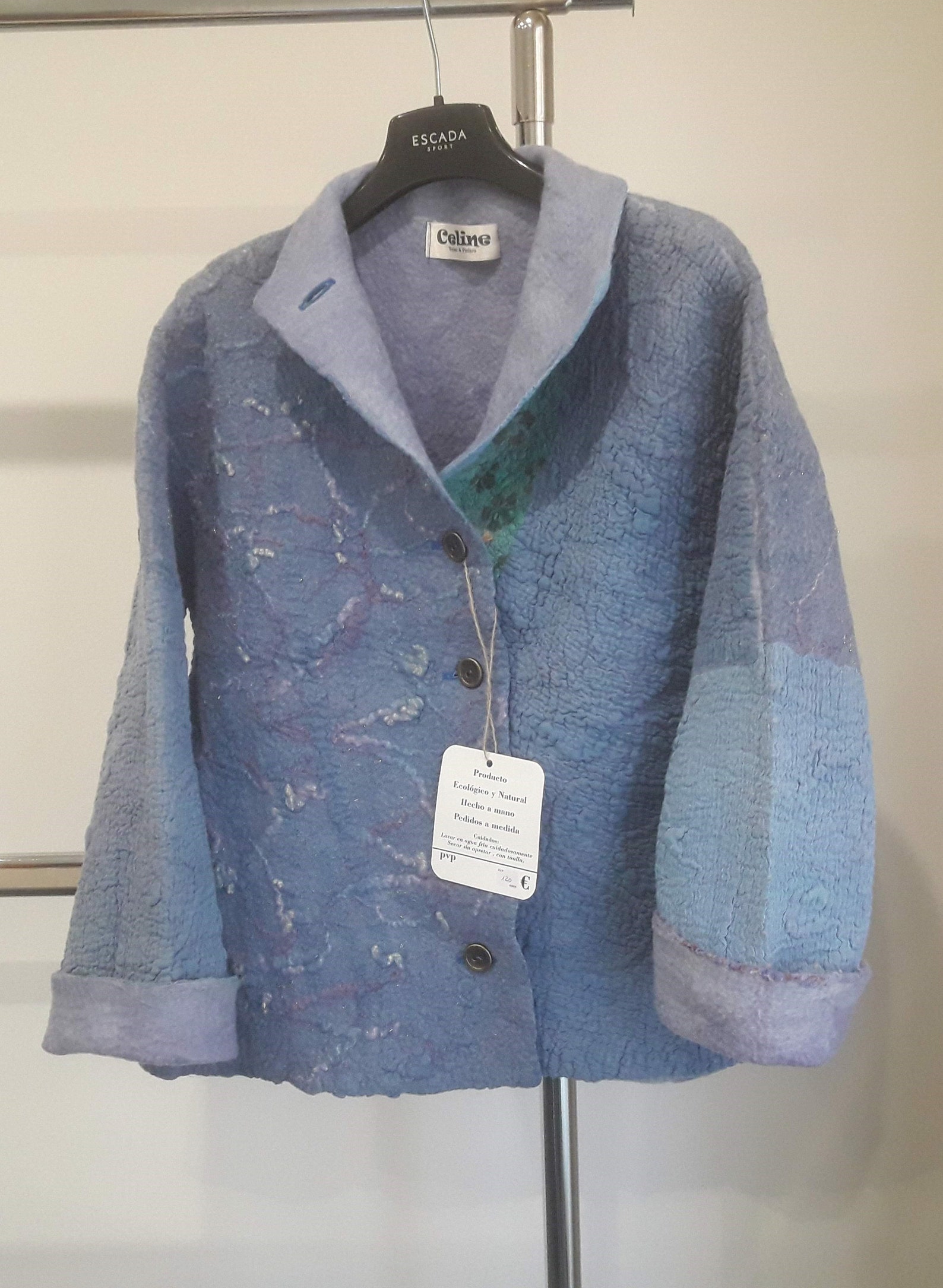 Bluesky Nuno Felted Jacket Handmade Textilart Ecologic Merinowool Yarn ...