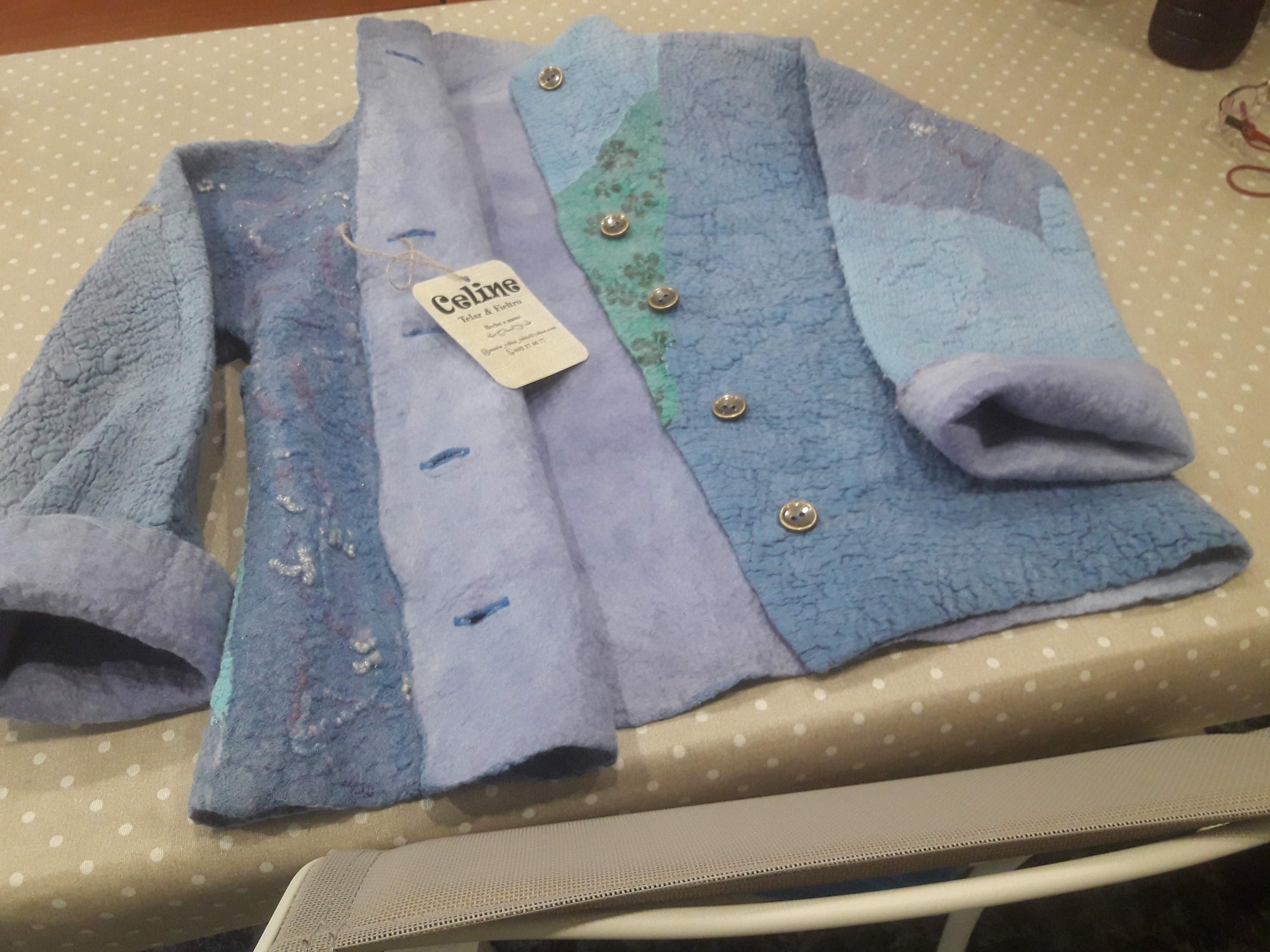 Bluesky Nuno Felted Jacket Handmade Textilart Ecologic Merinowool Yarn ...