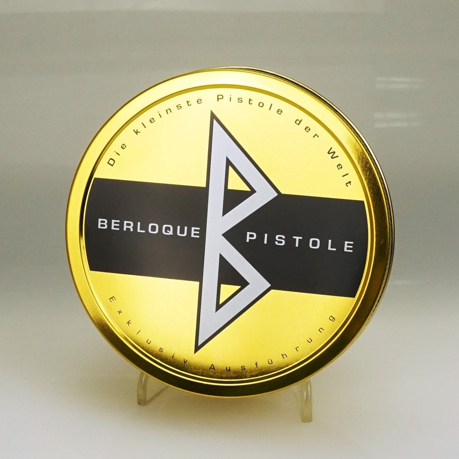 New GOLD Berloque Miniature Key Ring Chain Watch Toy Tin Case Made in ...