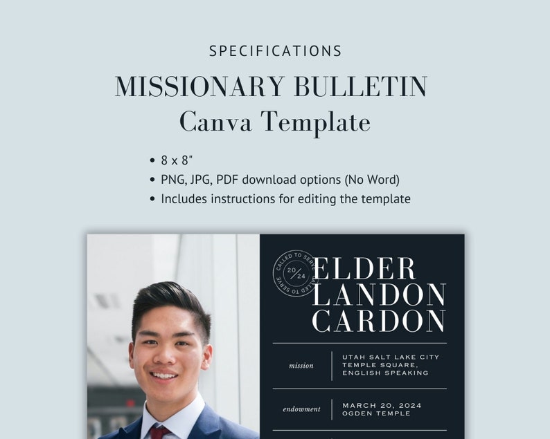 LDS Missionary Bulletin, Missionary Announcement, Missionary Flyer ...
