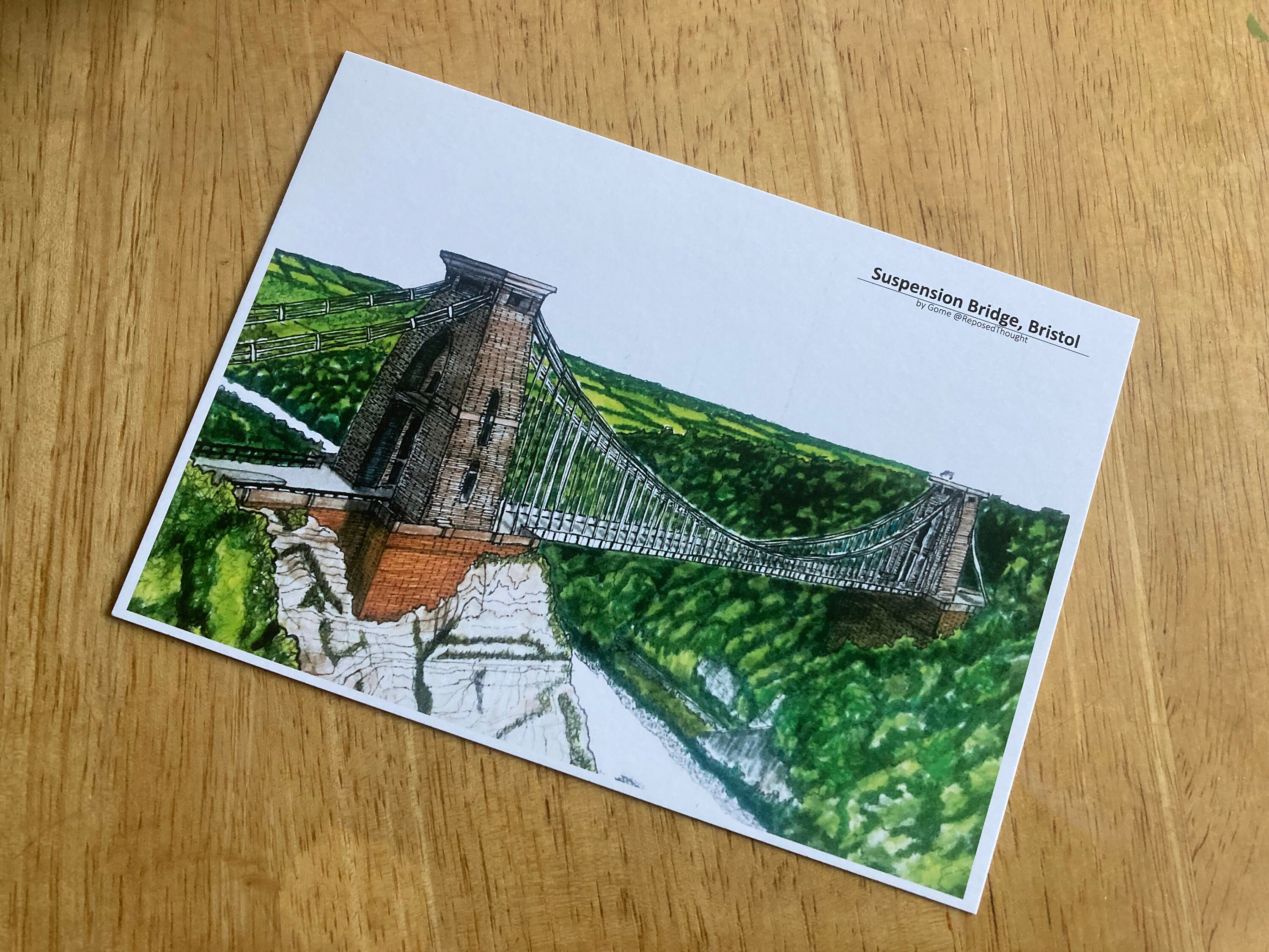 A6 Bristol Clifton Suspension Bridge Hand-drawn Postcard - Etsy
