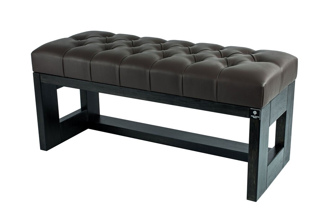 M-DEKO Bench Wood Lpp-6 Imitation Leather Black Stool Dark Brown 50 55 ...