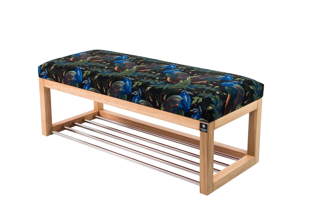 M-DEKO Bench Bench Wood LPG 4 Flower Pattern Colorful Velvet Red ...