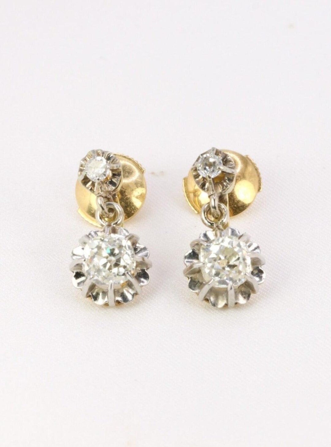 Gold and Old-cut Diamond Sleepers 1.5ct - Etsy