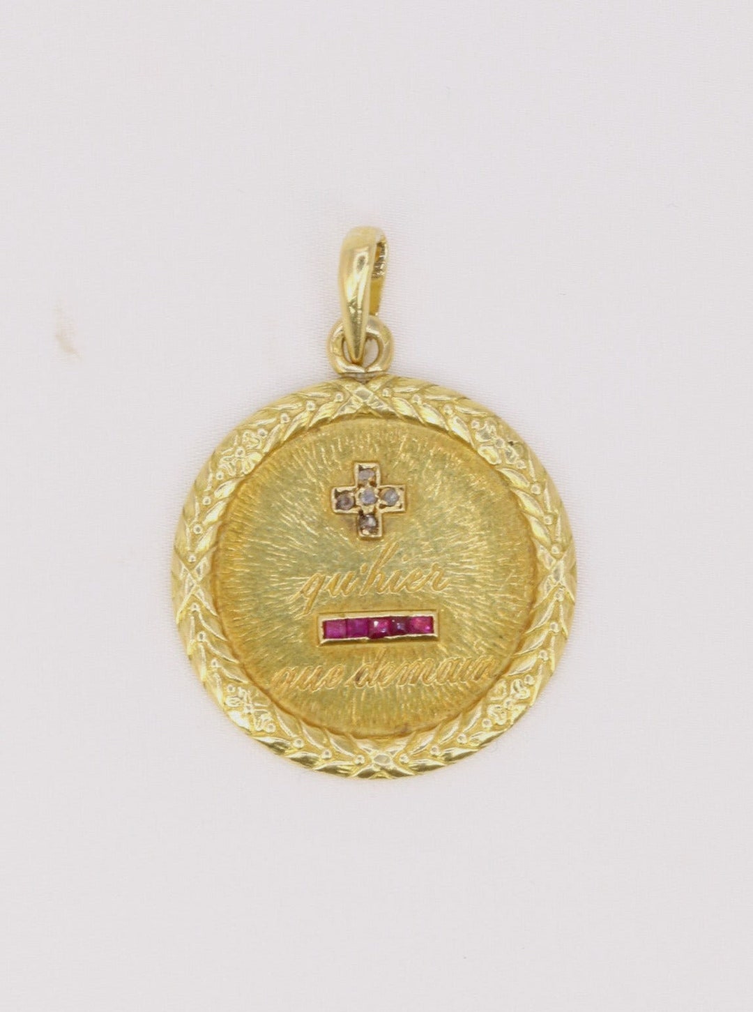 Round Augis Love Medal in Gold, Diamonds and Rubies Ca. 1910, More Than ...