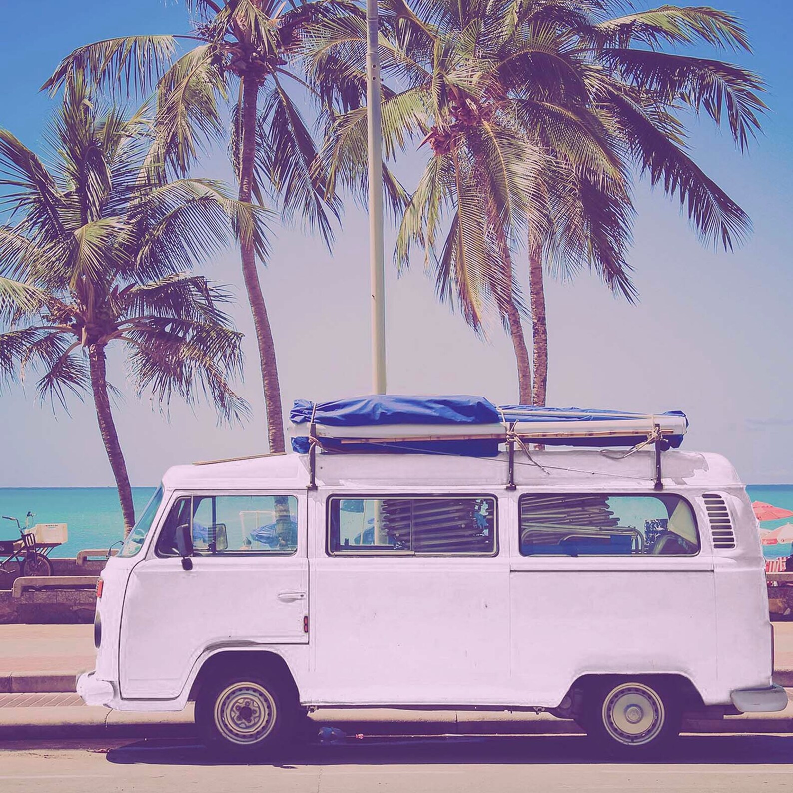 White Combi at Beach Square Print Beach PhotographyBeach | Etsy