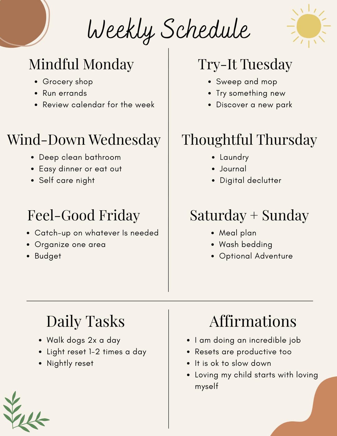 Weekly Theme Planner Template - Etsy