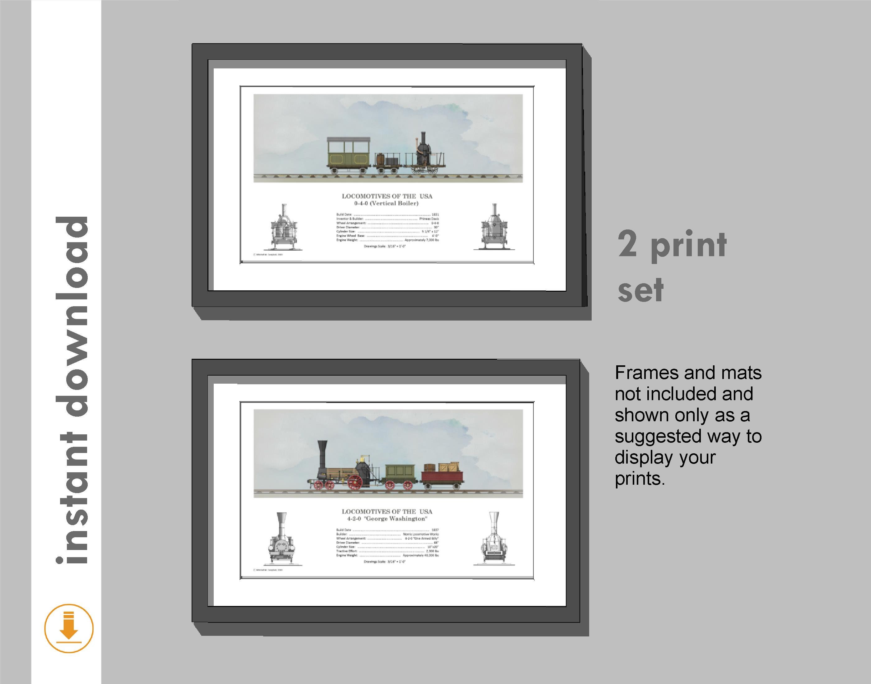 Early Locomotive Prints - Set 1. Printable Steam Locomotive Poster ...
