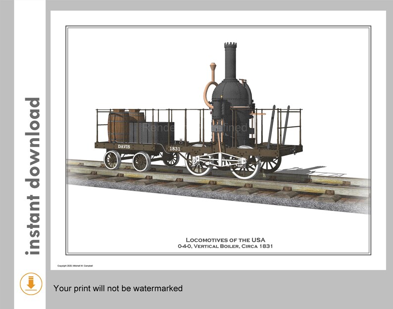 Locomotives of the USA - 1831 0-4-0 Vertical Boiler - Etsy