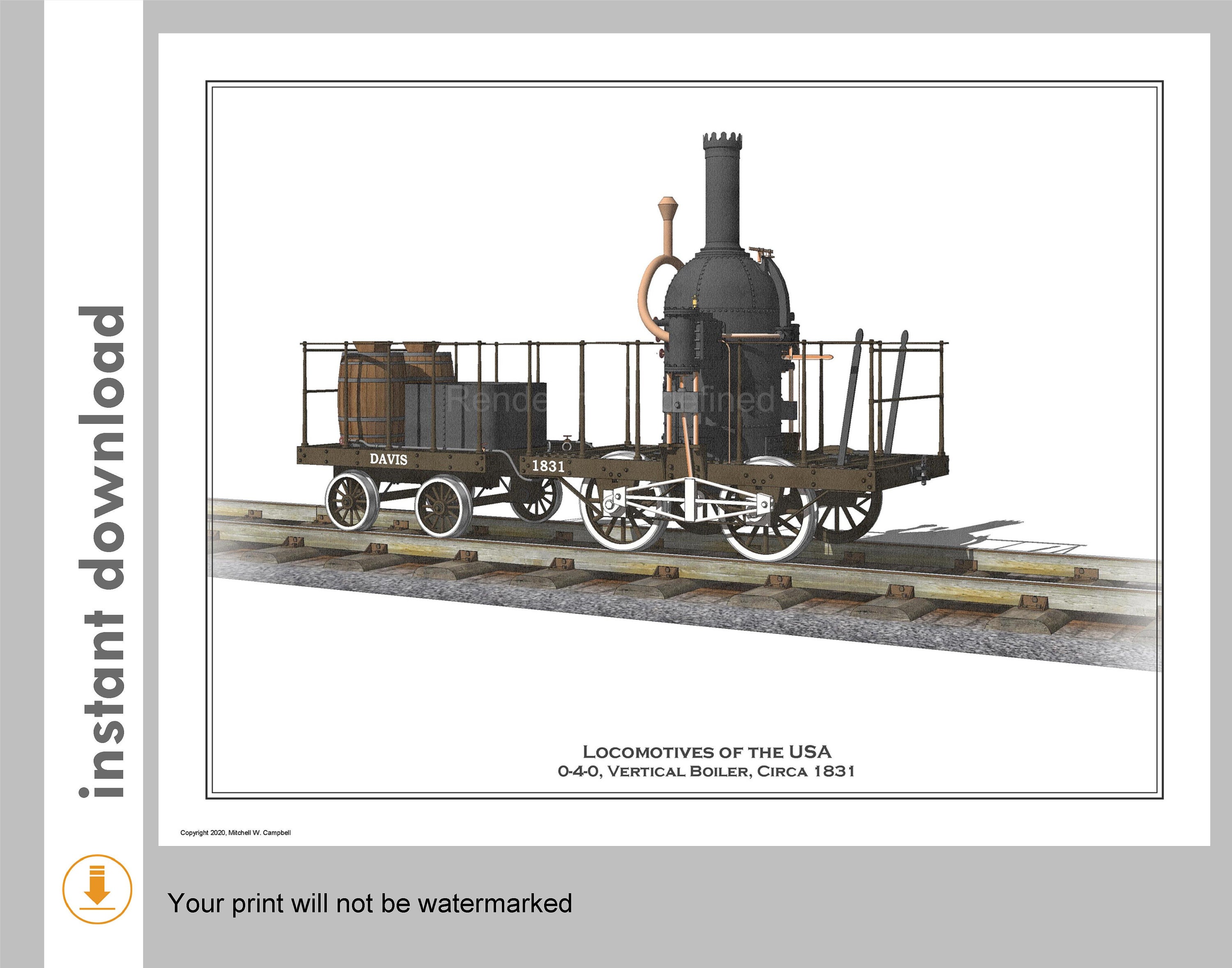 Locomotives of the USA - 1831 0-4-0 Vertical Boiler - Etsy
