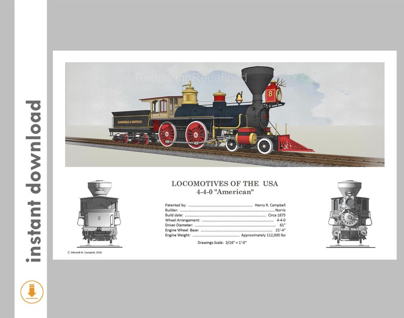 Early Locomotive Prints - Set 2 (perspective). Printable Steam ...