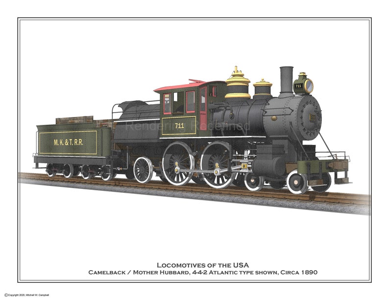 Locomotives of the USA - Camelback "mother Hubbard" 4-4-2 Atlantic Type ...
