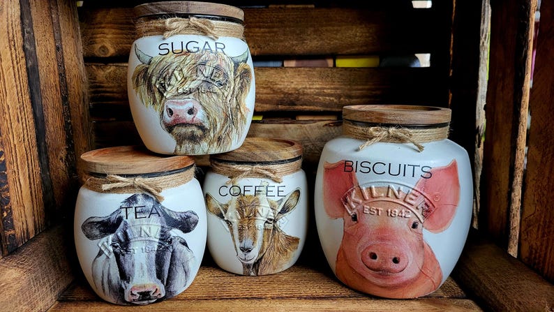 Farm Animal Kilner Jars: Tea, Coffee, Sugar Canisters - Etsy UK