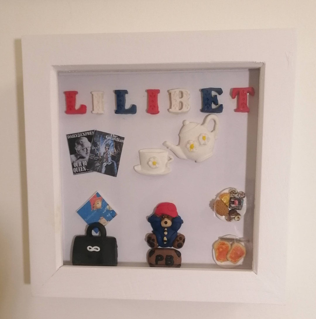 Queen Elizabeth and Paddington Bear Polymer Clay Picture. 6.5cm X 6.5cm ...