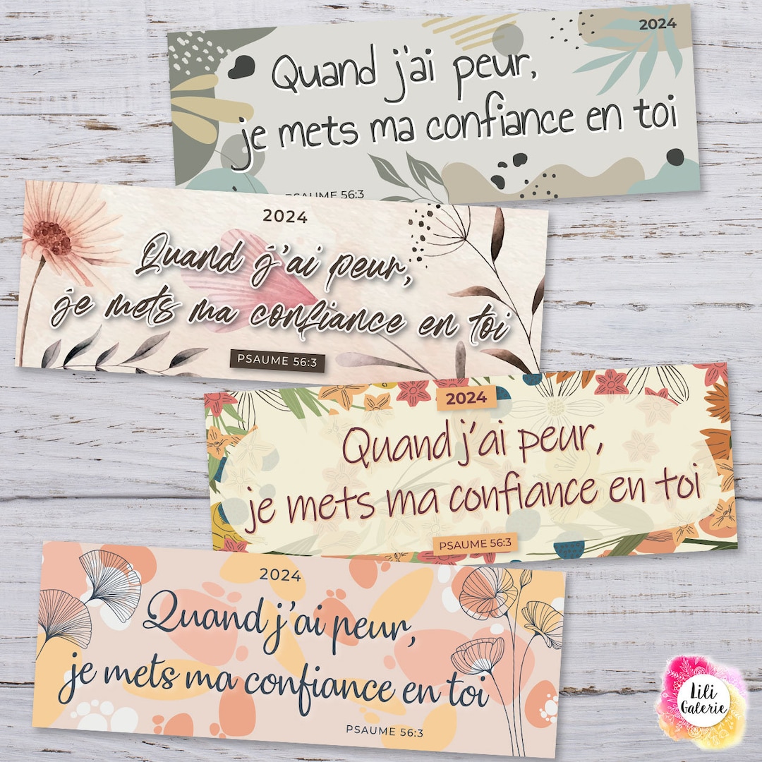 4 Bookmarks With 2024 Yeartext in FRENCH Digital Print JW - Etsy